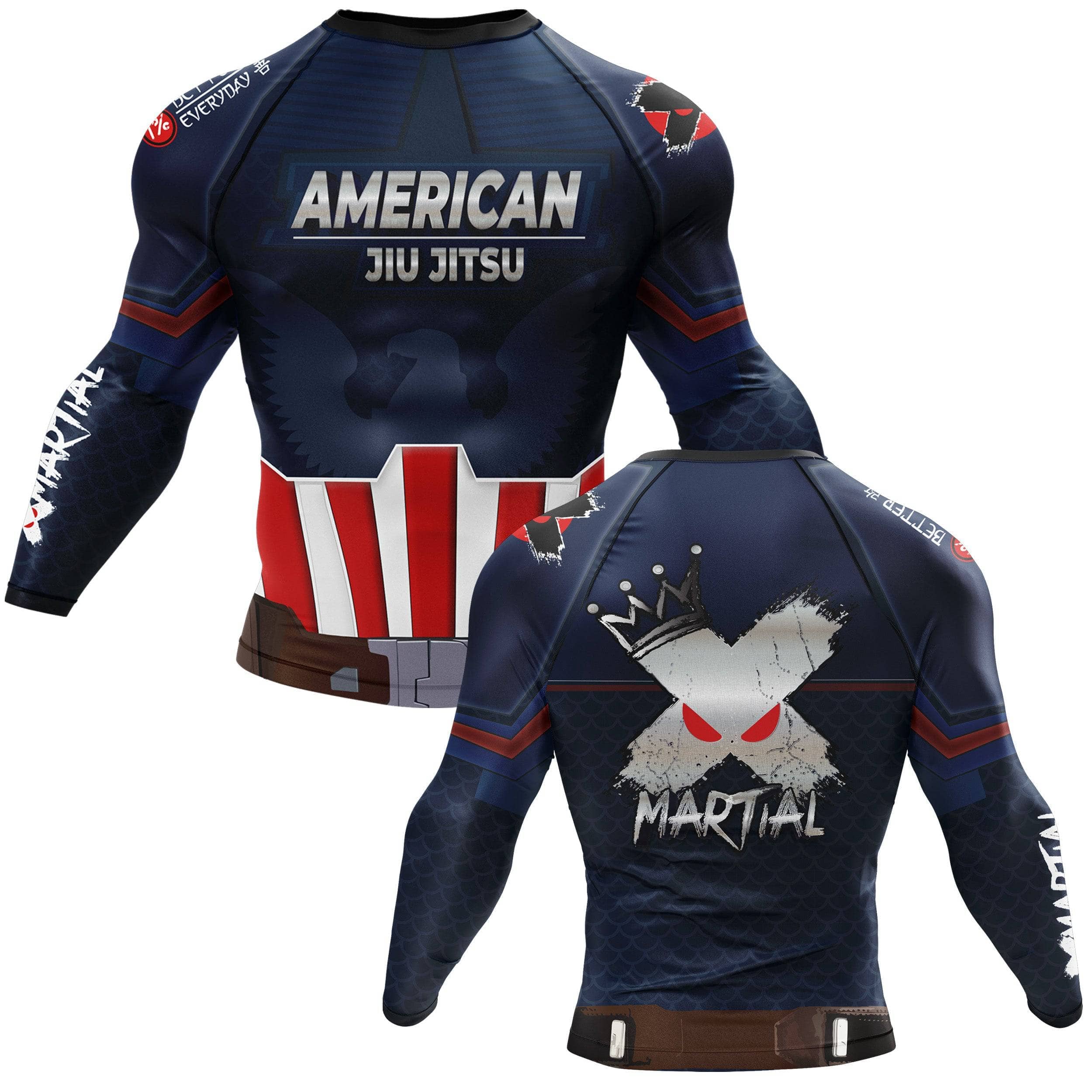 American Jiu Jitsu Hero BJJ Rash Guard - XMARTIAL